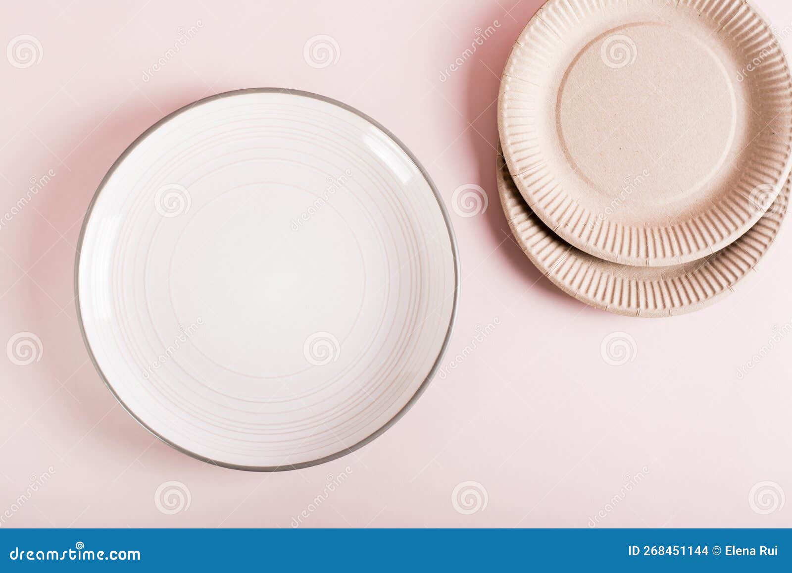Choice between Ceramic and Paper Disposable Plates. Zero Waste Stock ...