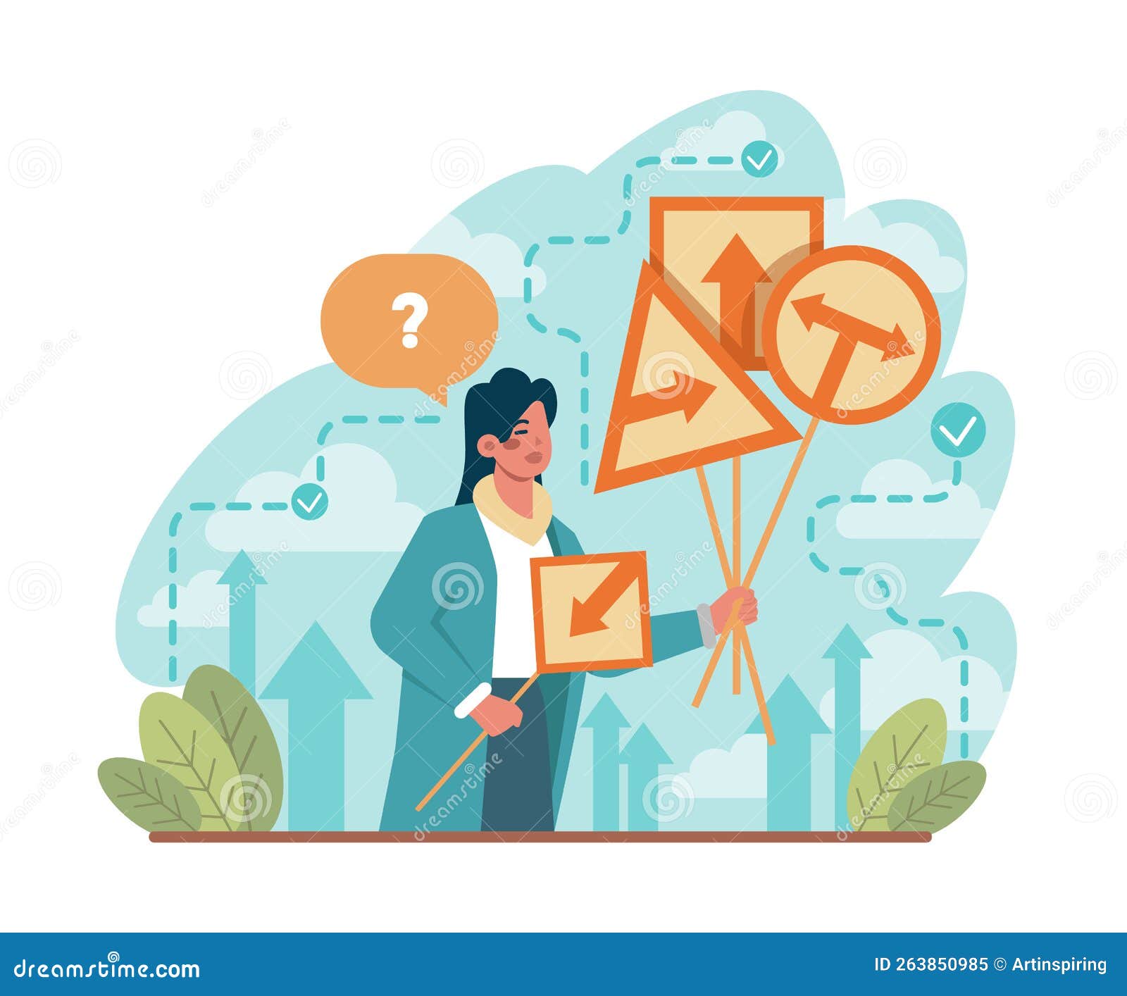 Choice Concept. Difficult Decision-making, Success or Failure Stock ...