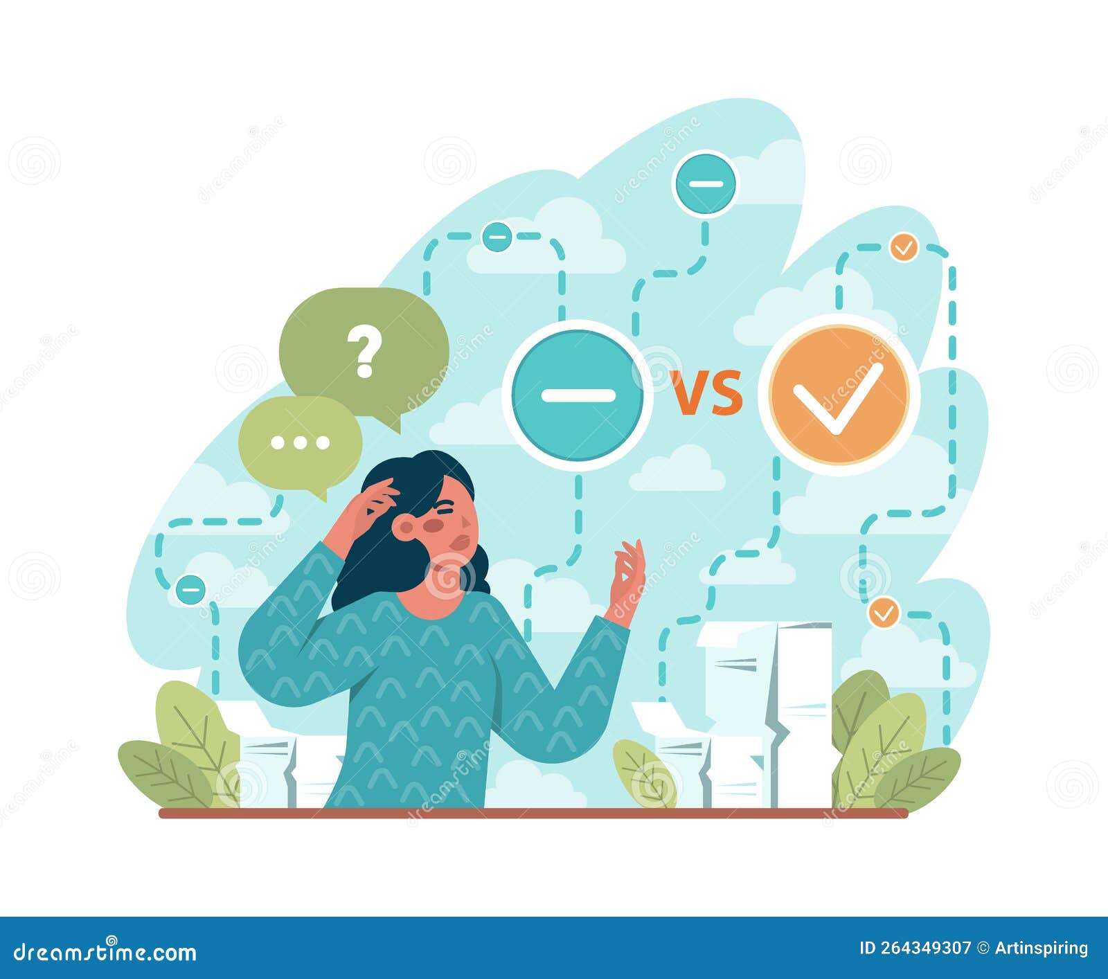 Choice Concept. Difficult Decision-making, Success or Failure Stock ...