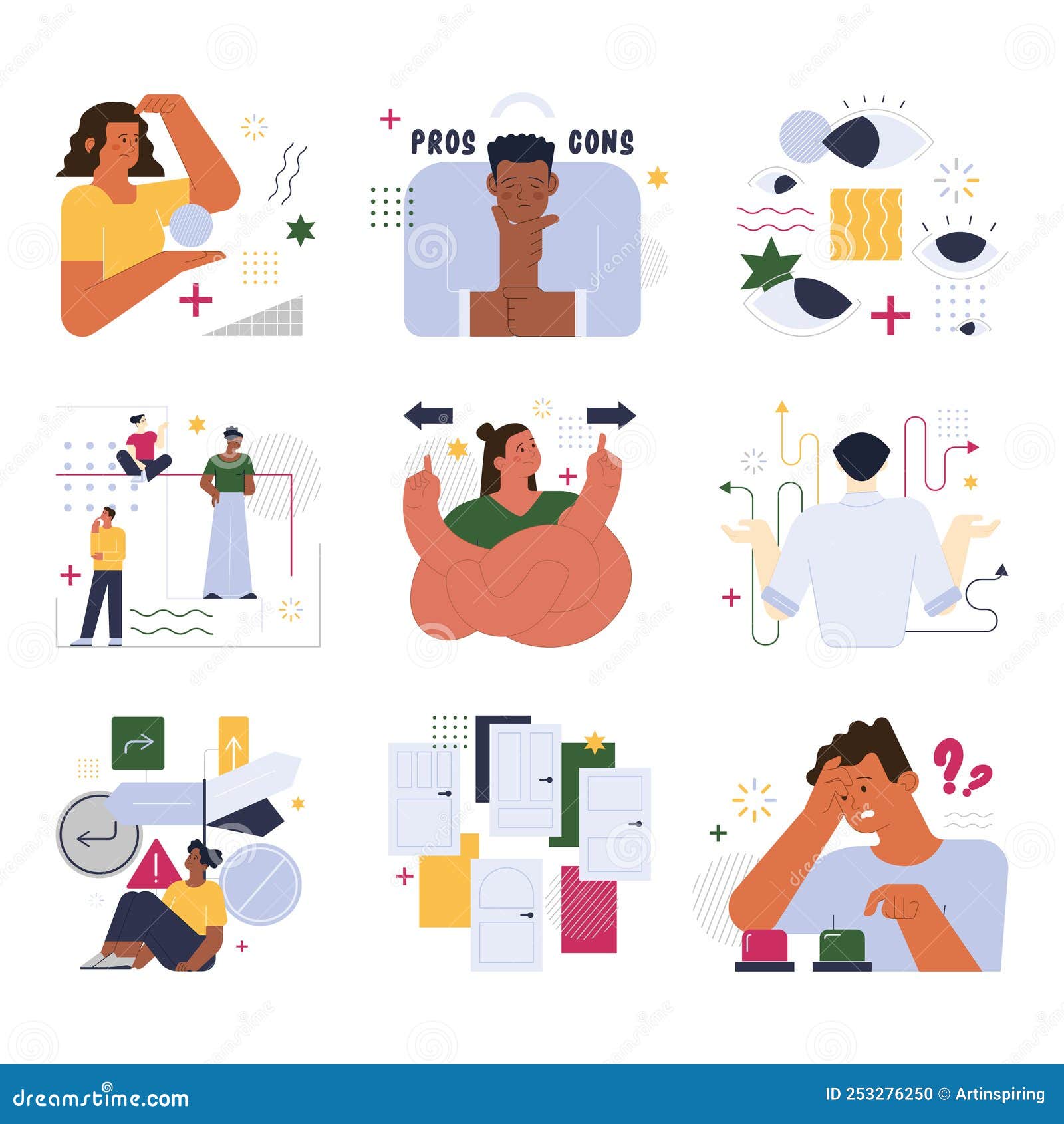 Choice Concept Set. Difficult Decision-making, Success or Failure Stock ...