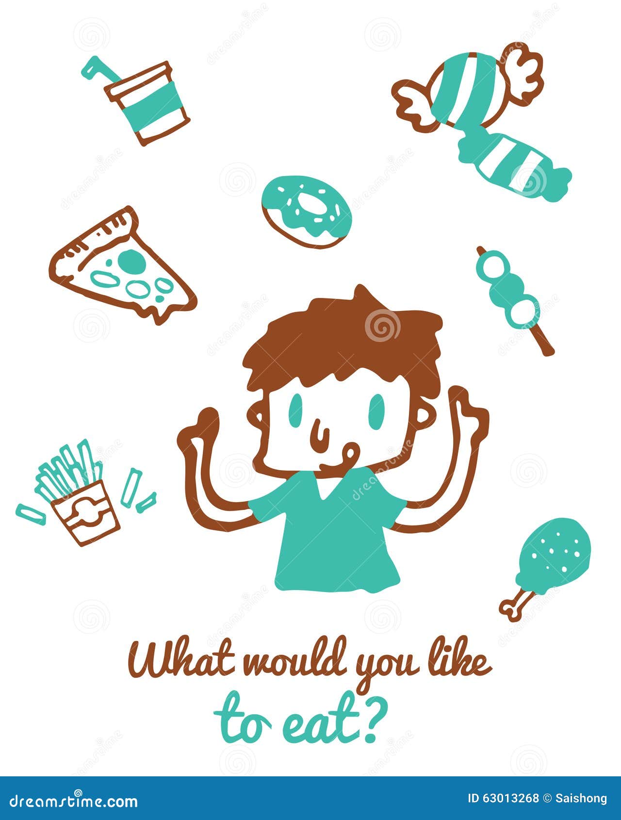 Choice of Food, Hand-drawn Doodles Stock Vector - Illustration of icons ...