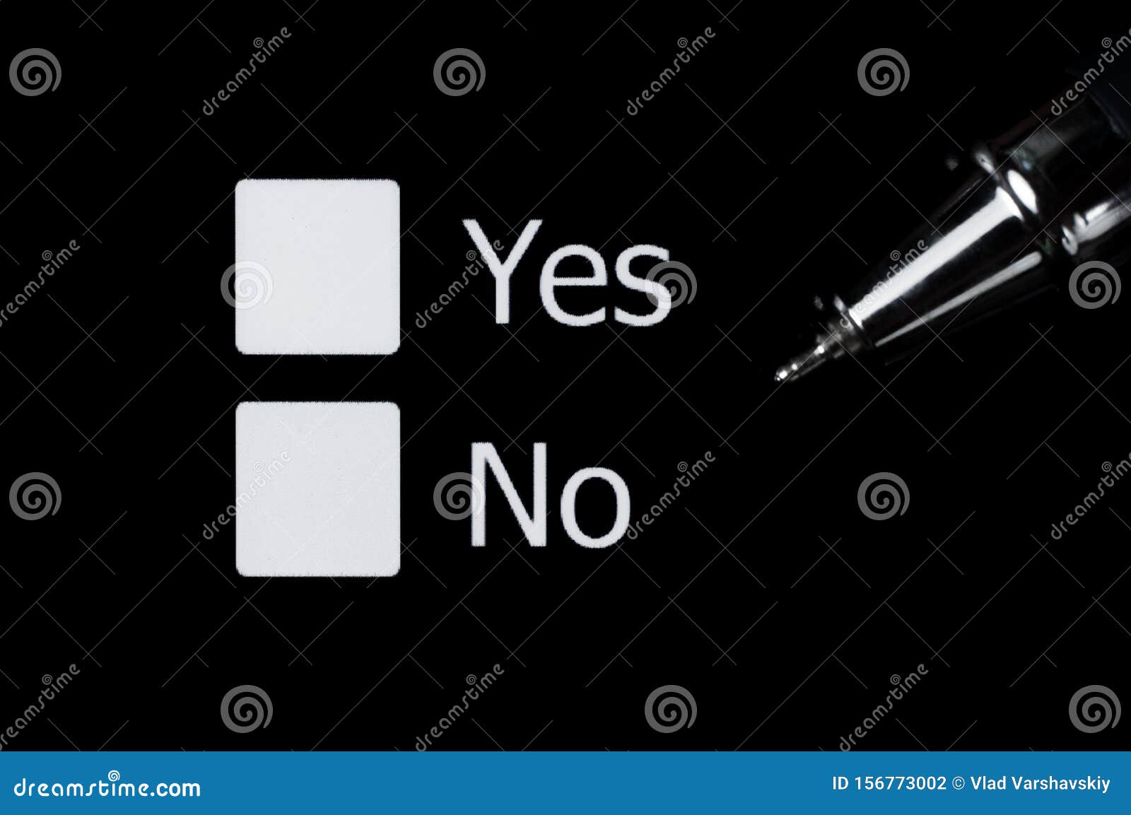 The Choice in the Form between Yes and No. Put a Check Mark in a White ...