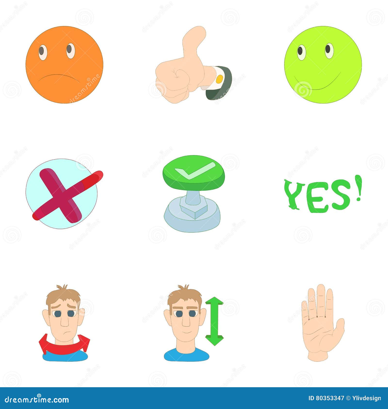 Choice Icons Set, Cartoon Style Stock Vector - Illustration of agree ...