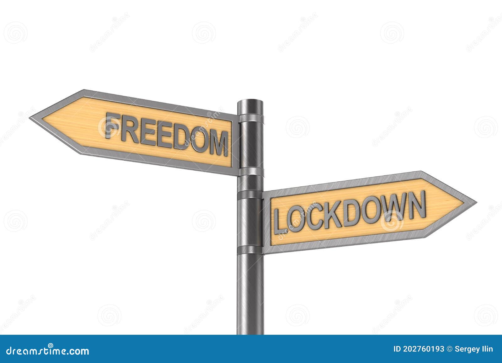 Choice between Lockdown and Freedom on White Background. Isolated 3D ...