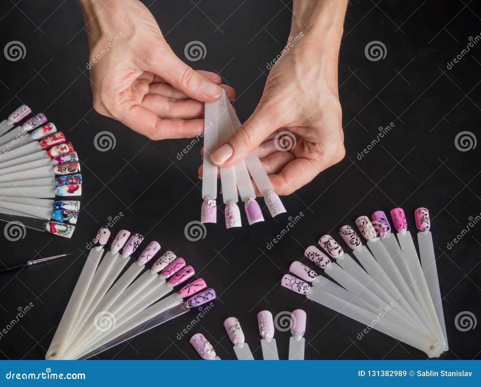 The Choice of Nail Design. Shape Nail Tips Fan. Stock Image - Image of ...