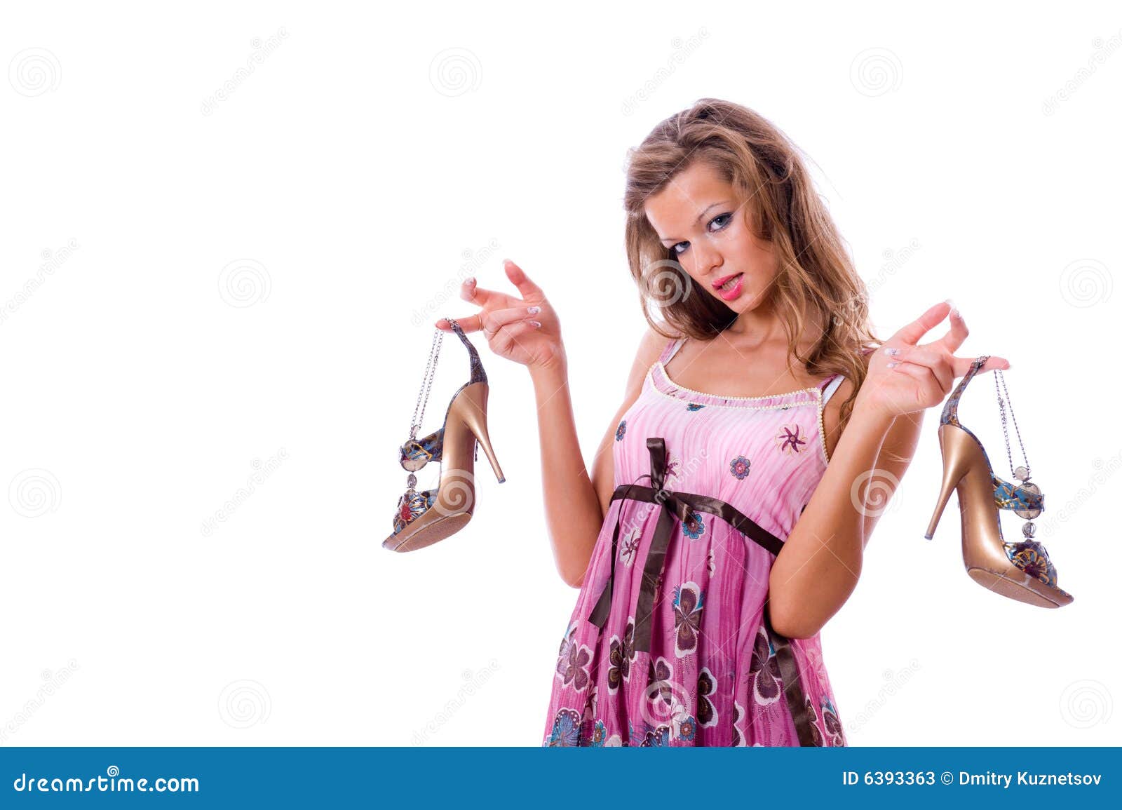 The Choice of Shoes is Very Difficultly. Stock Image - Image of girl ...