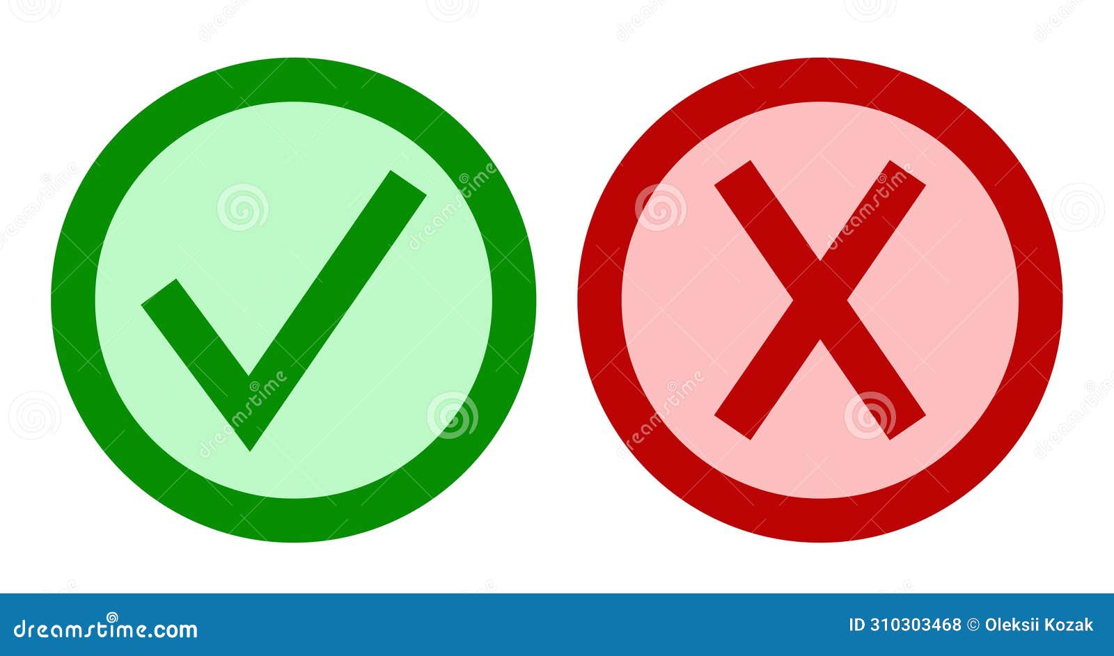 Choice Sign. Flat Buttons. Green Ticks and Red Crosses Stock Vector ...