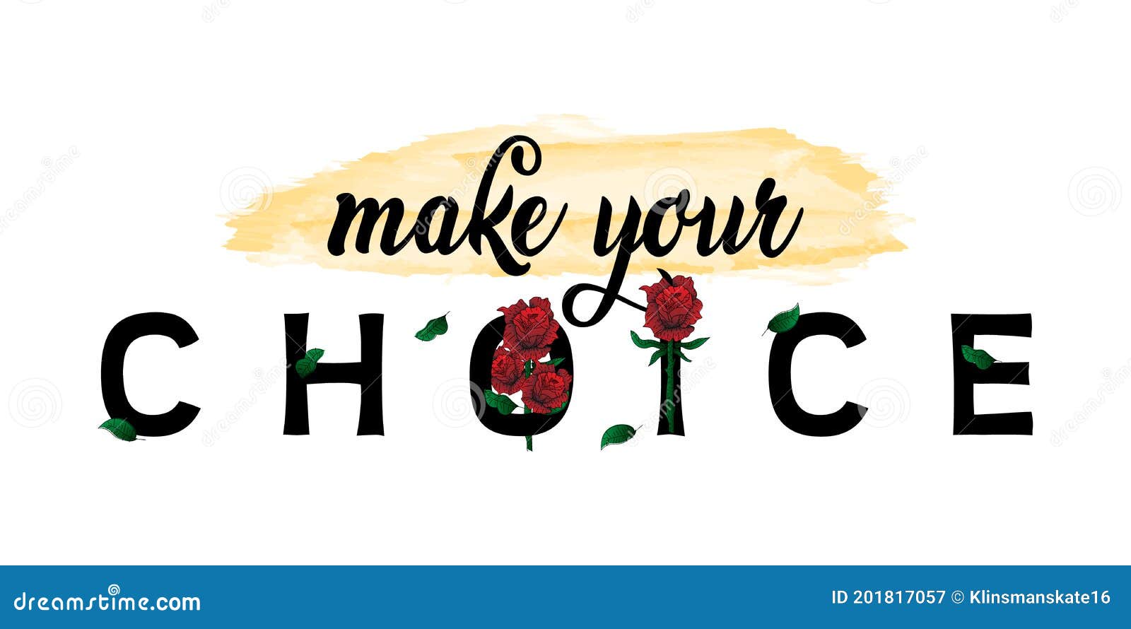 Choice Slogan Design and Red Roses Illustration Vector Stock ...