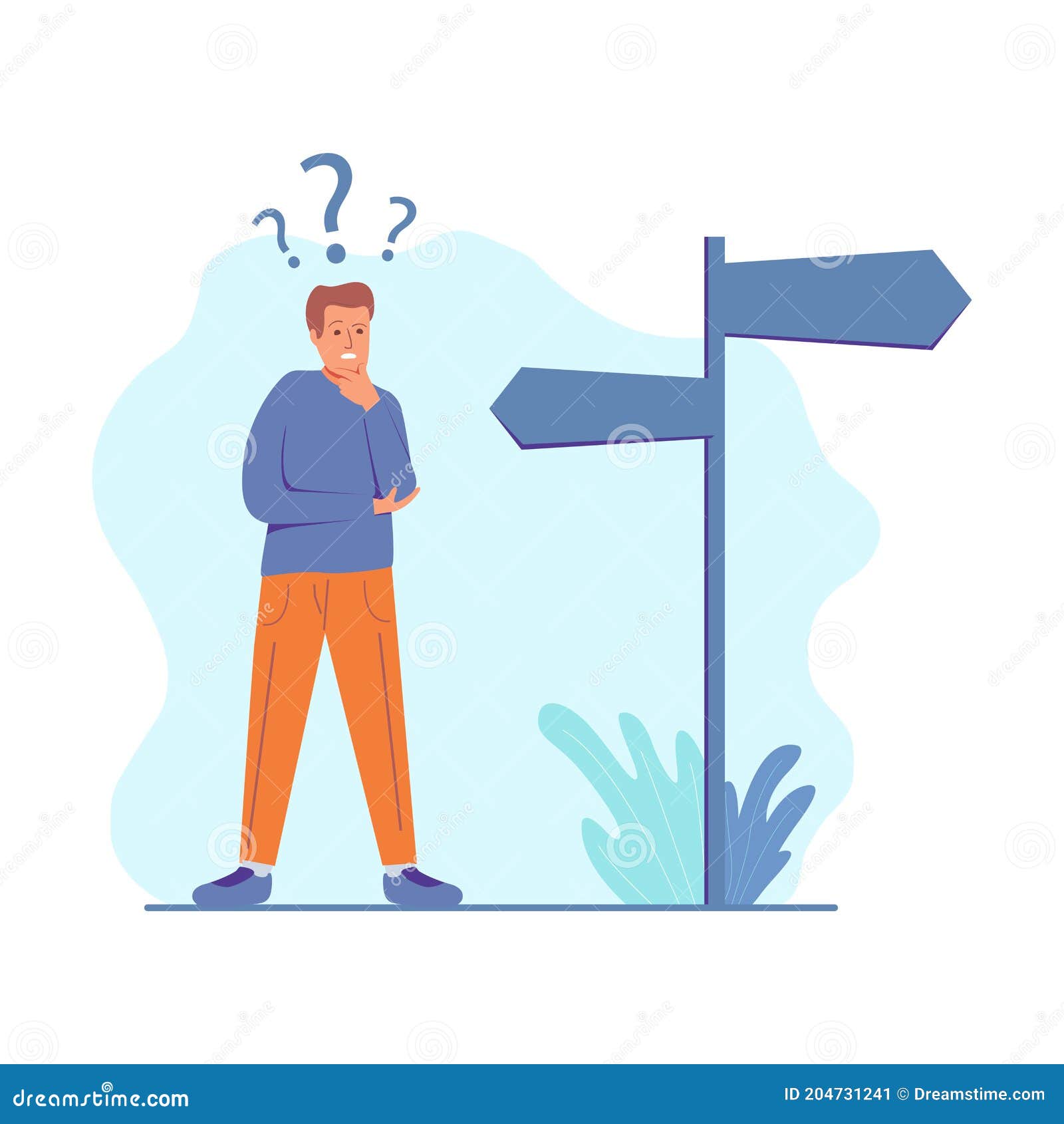 Choice Way Signpost.Man Standing Difficult Choice.Where is the ...