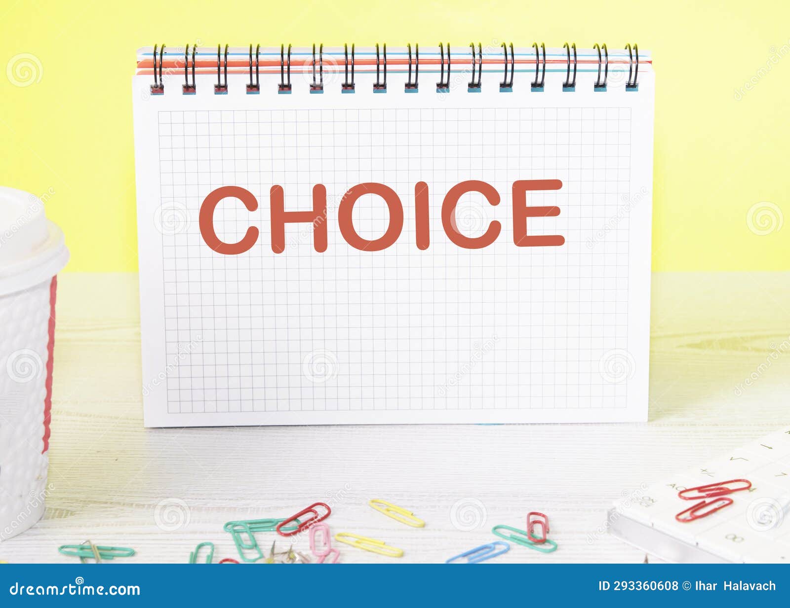 CHOICE the Word is Written on a Blank Sheet in a Notebook Standing on a ...