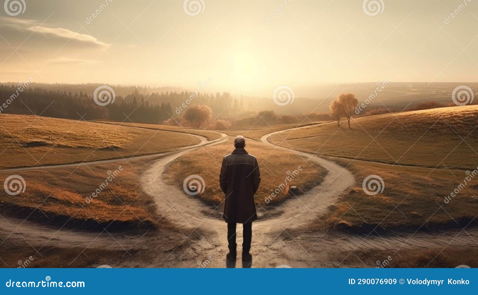 Choices of a Businessman at a Crossroads. Concept of Decision ...