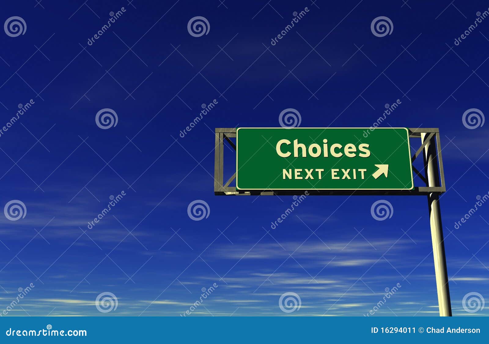 Choices - Freeway Exit Sign Stock Illustration - Illustration of choice ...