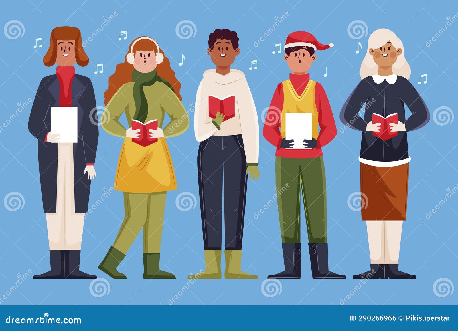 Choir People Singing Christmas Carol Vector Design Illustration Stock ...