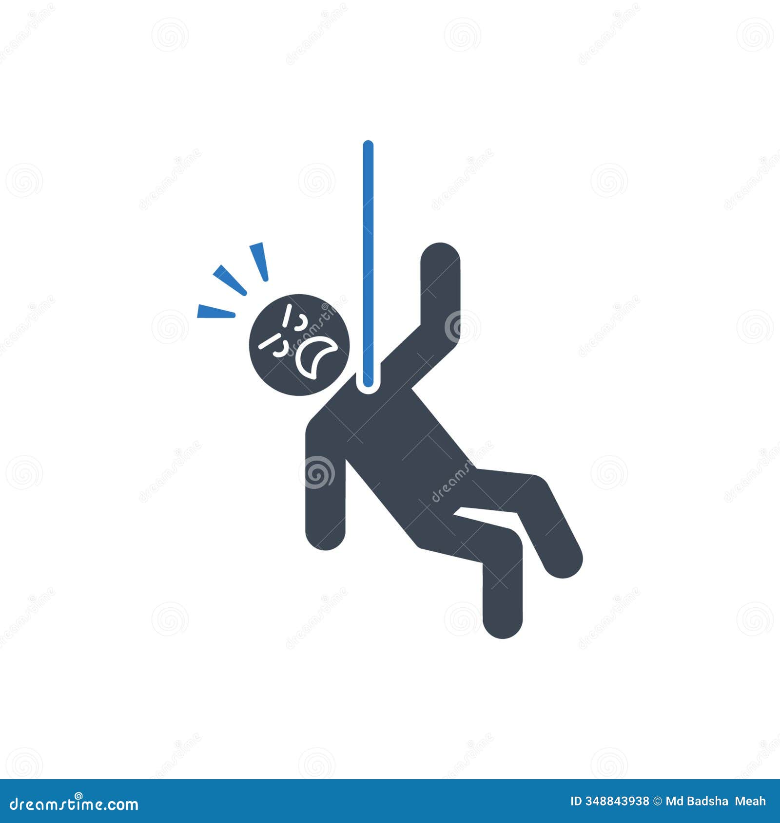 Choking Stress From Falling Icon Vector Illustration | CartoonDealer ...