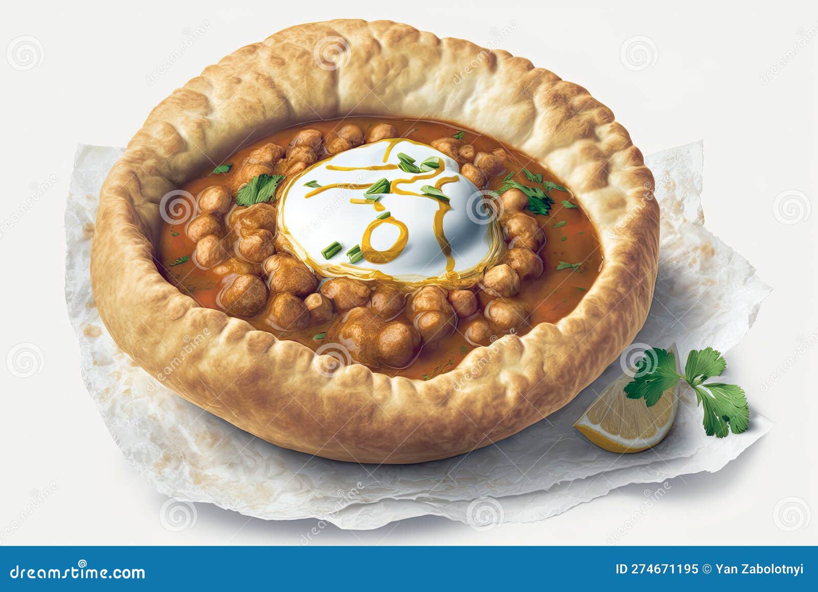 Chole Bhature on a White Background. Generative AI Stock Illustration ...