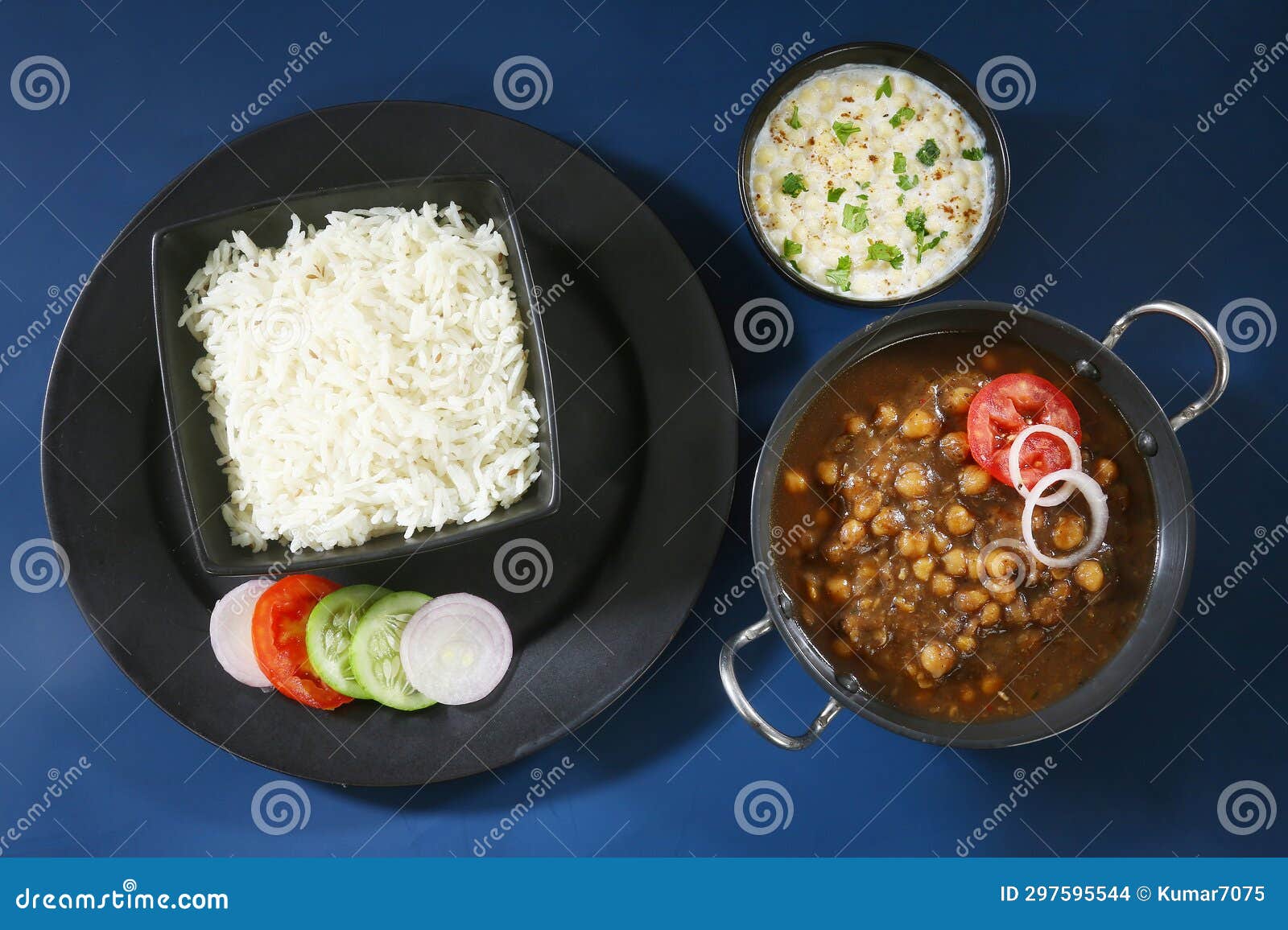 Chole Chawal or Chole Masala Rice, Indian Dish Stock Photo - Image of ...