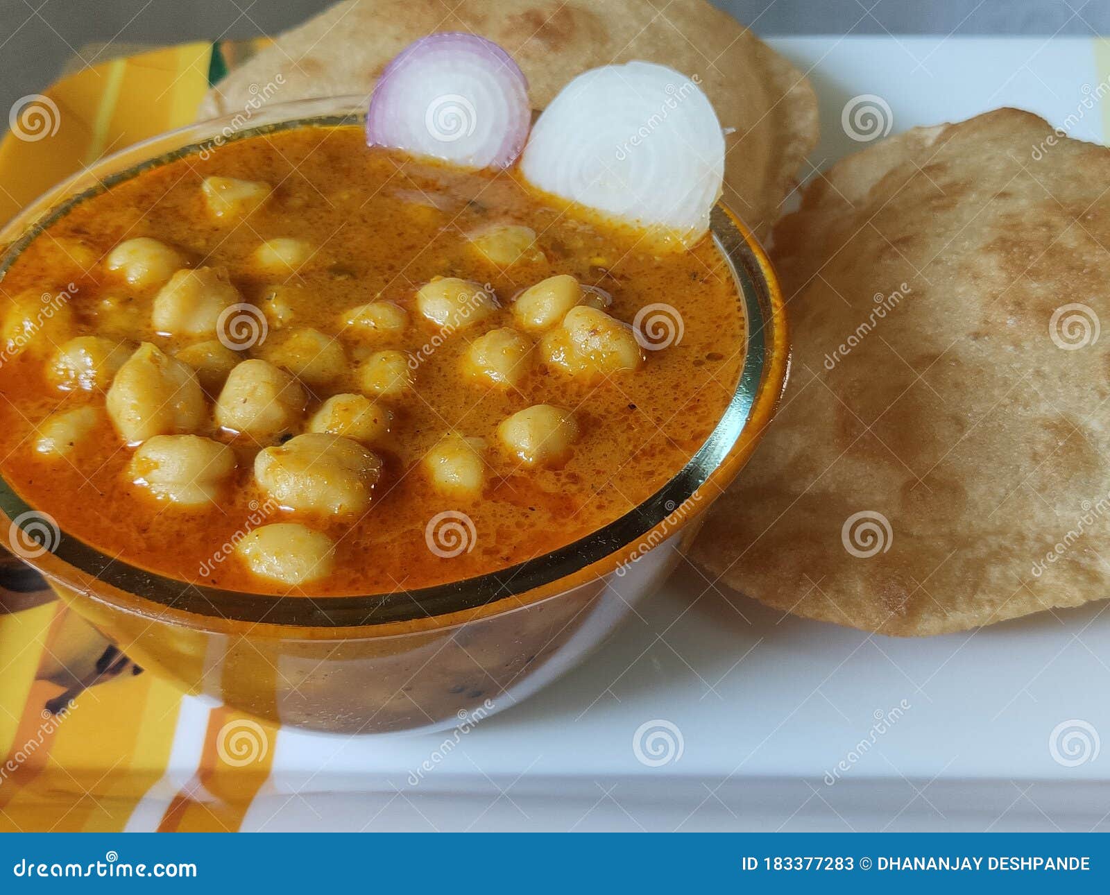 Chole Puri Dish in a Plate. Chole Poori Receipe in a Plate. Chickpeas ...