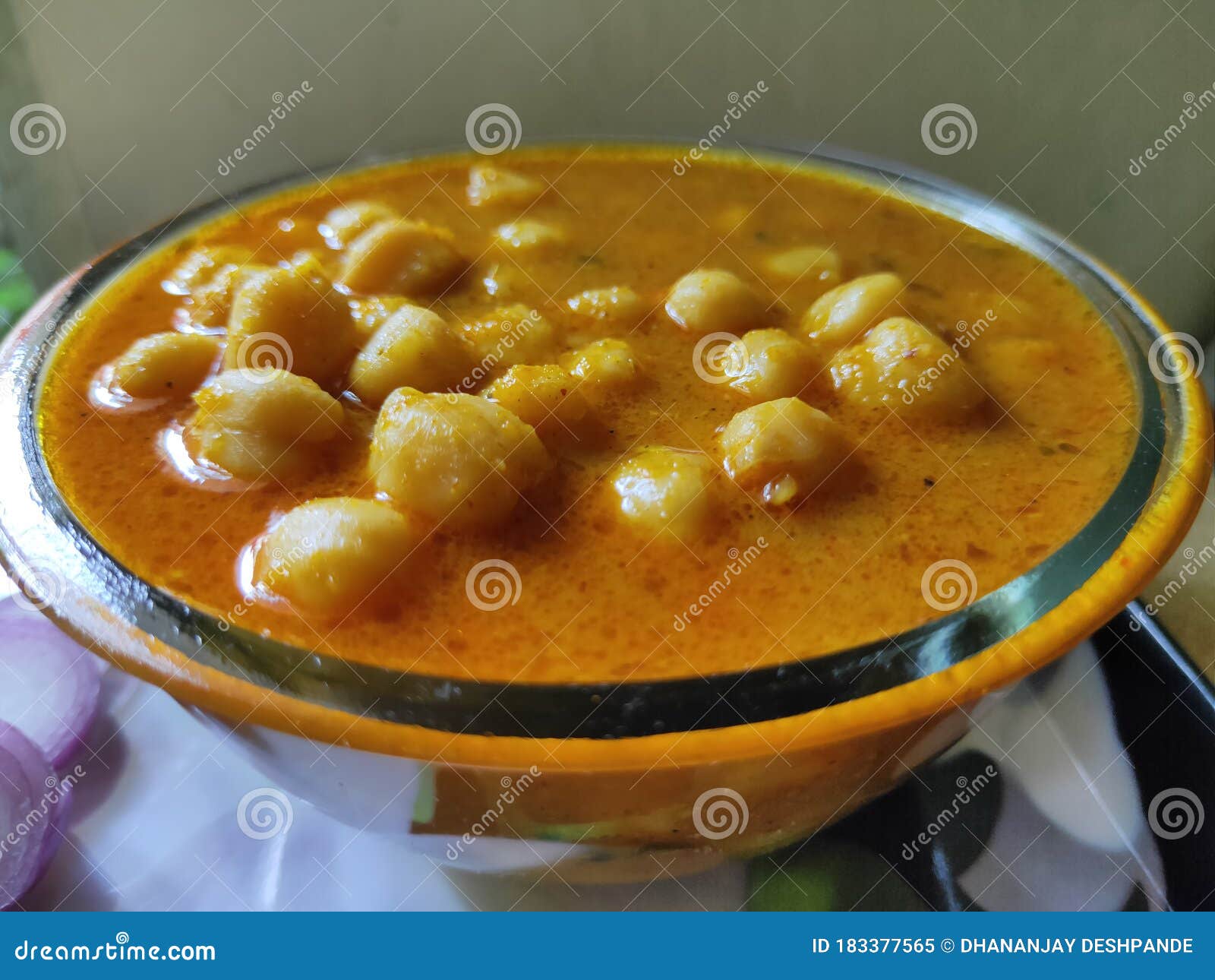 Chole Receipe in a Bowl. Chana Masala Receipe on Plain Background ...