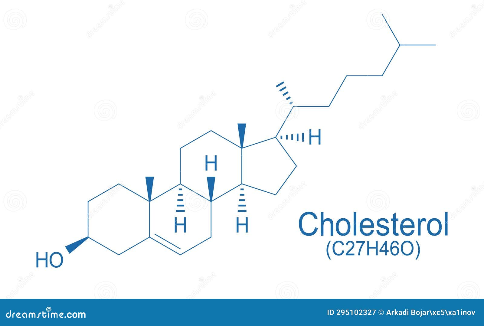 Cholesterol. Chemical Structural Formula And Model Of Molecule. C27H46O ...
