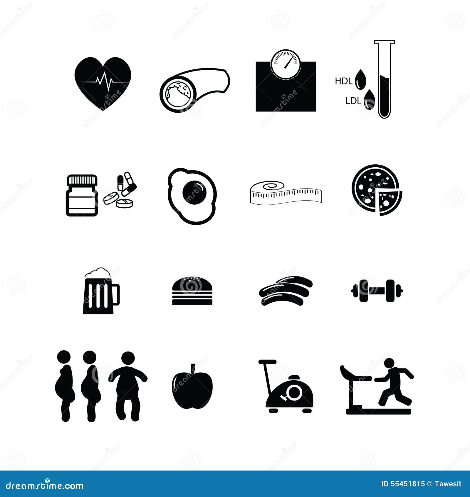 Cholesterol icons set stock vector. Illustration of heart - 55451815