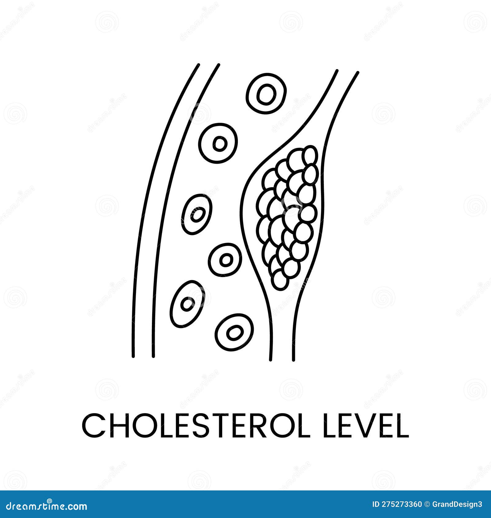 Cholesterol Level Line Icon in Vector, Human Vessel Illustration. Stock ...
