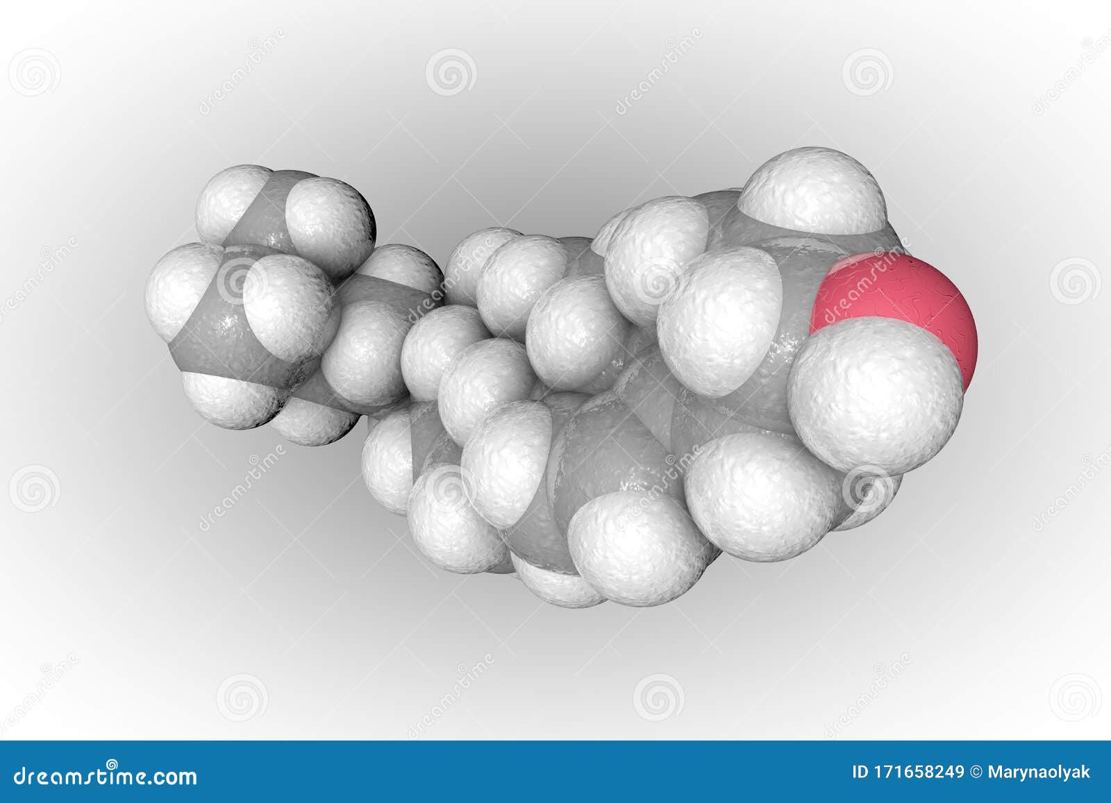 Cholesterol Molecule on Grey Background. Atoms are Represented As ...