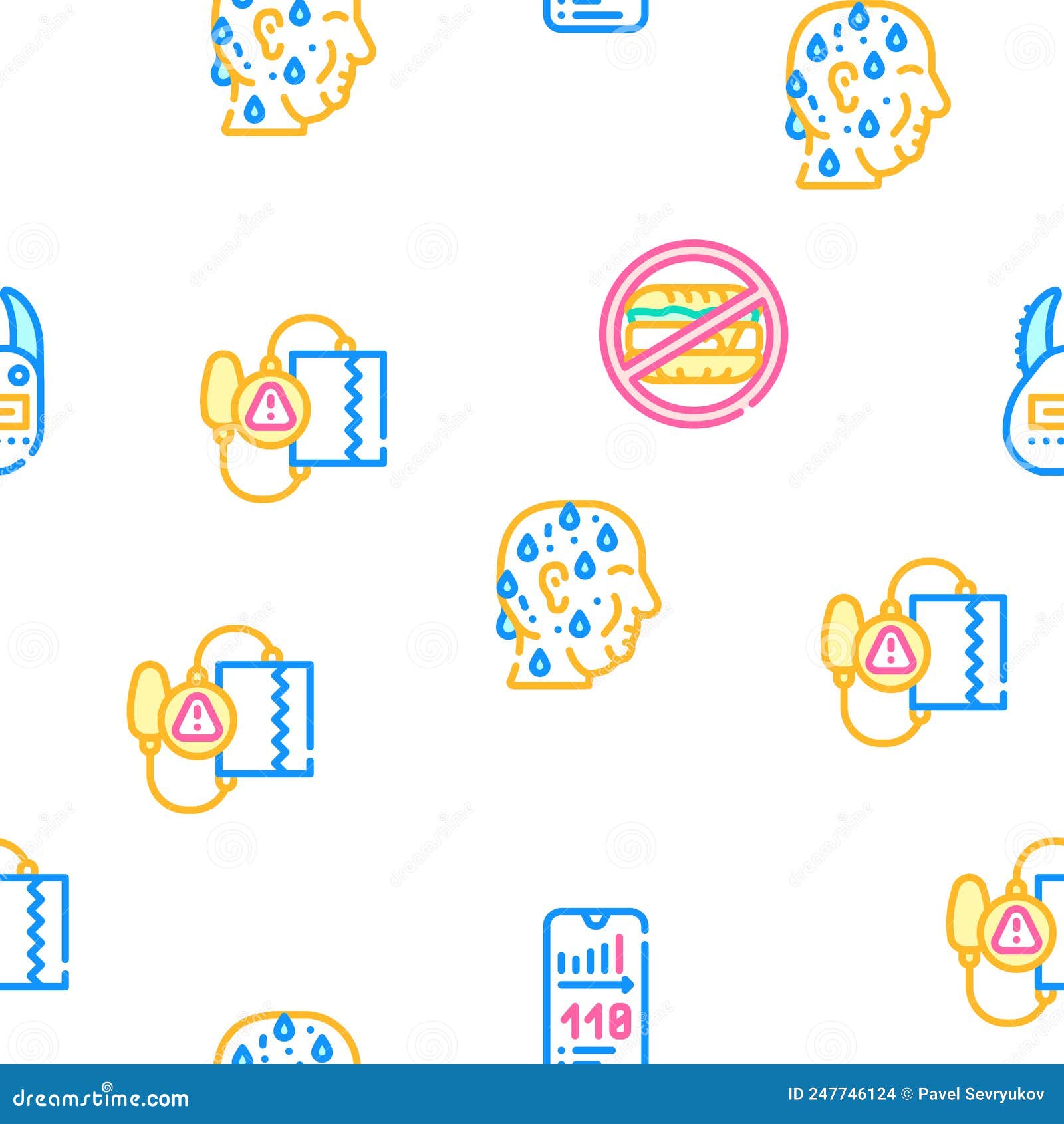 Cholesterol Overweight Vector Seamless Pattern Stock Illustration ...
