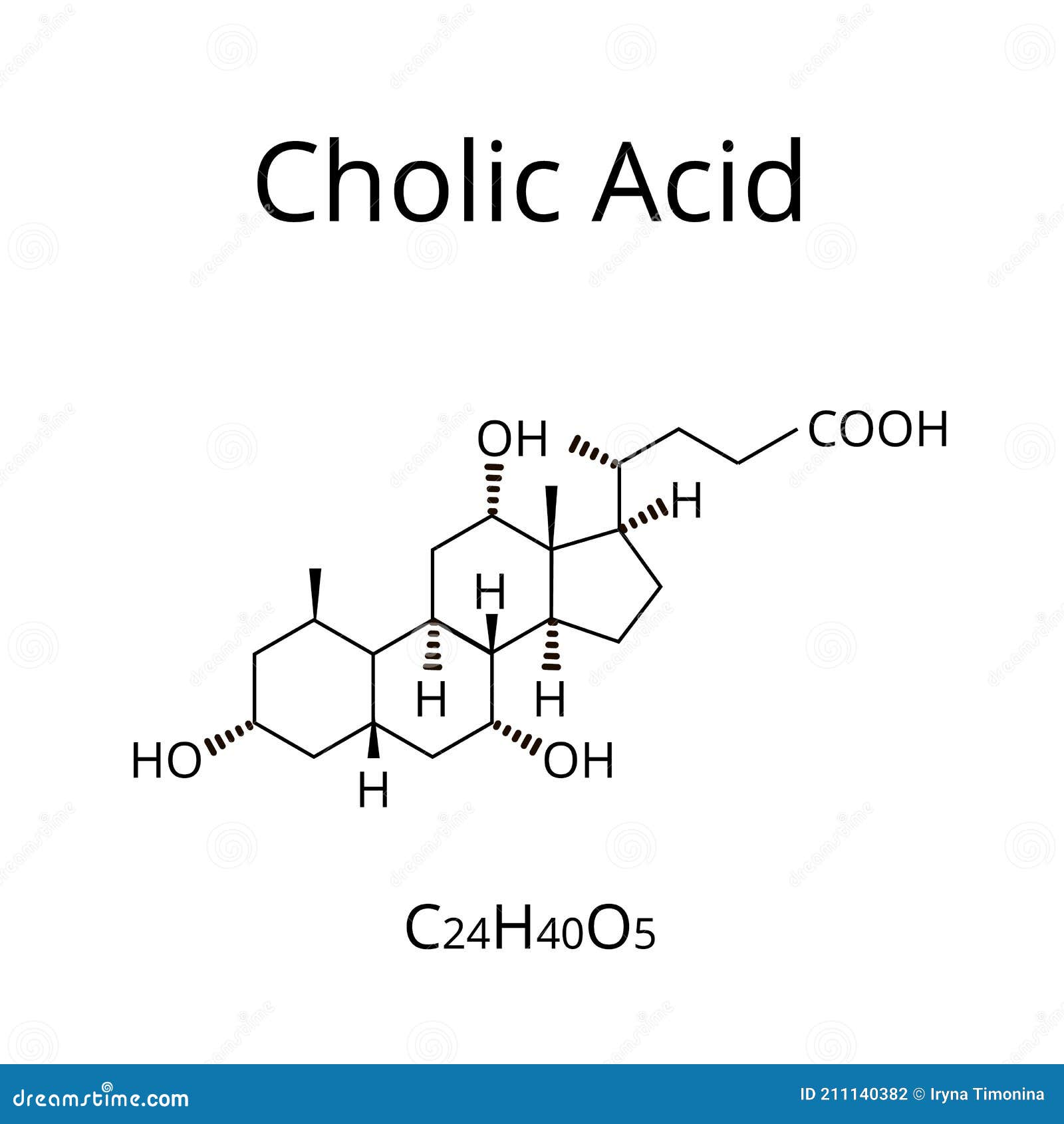 Cholic Acid Cholate Molecule. Main Bile Acid Component. Skeletal ...