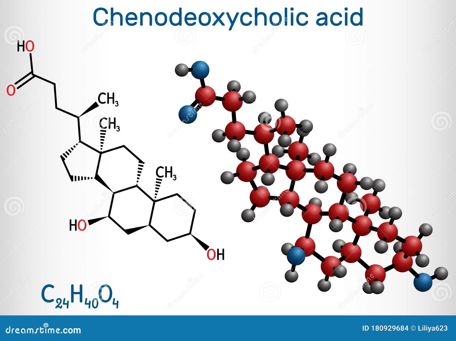 Cholic Acid, C24H40O5 Molecule. it is Major Primary Bile Acid Produced ...