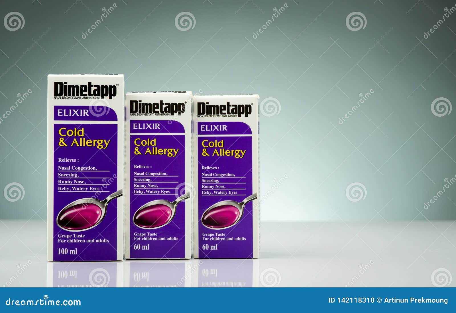 Dimetapp Elixir in Amber Bottle with Measuring Cup and Packaging ...
