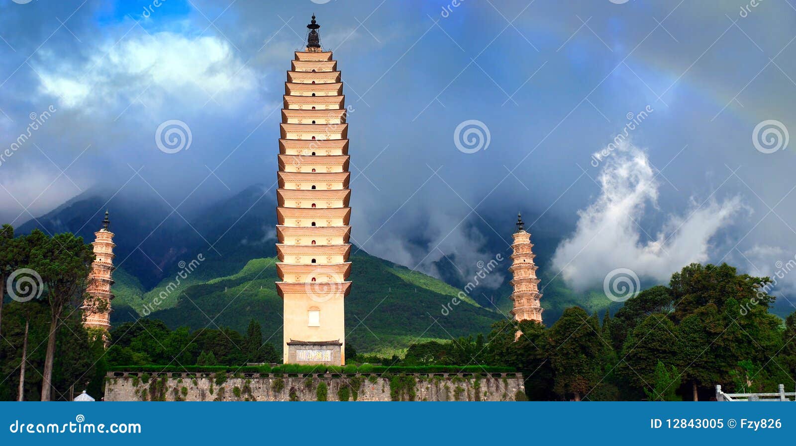 Chong-san Temple with Three Towers Stock Image - Image of magnificent ...