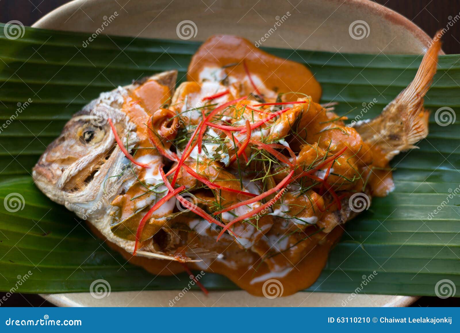 Choo chee fish. Thai food stock photo. Image of fried - 63110210
