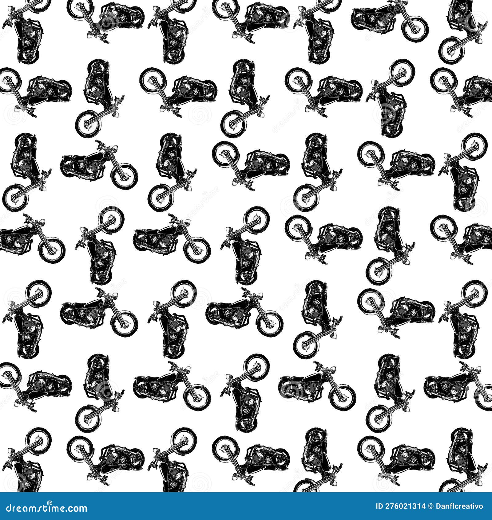 Chooper Motorcycle Drawing Motif Pattern Stock Illustration ...