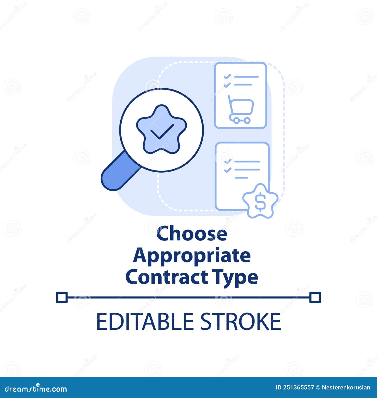 Choose Appropriate Contract Type Light Blue Concept Icon Stock Vector