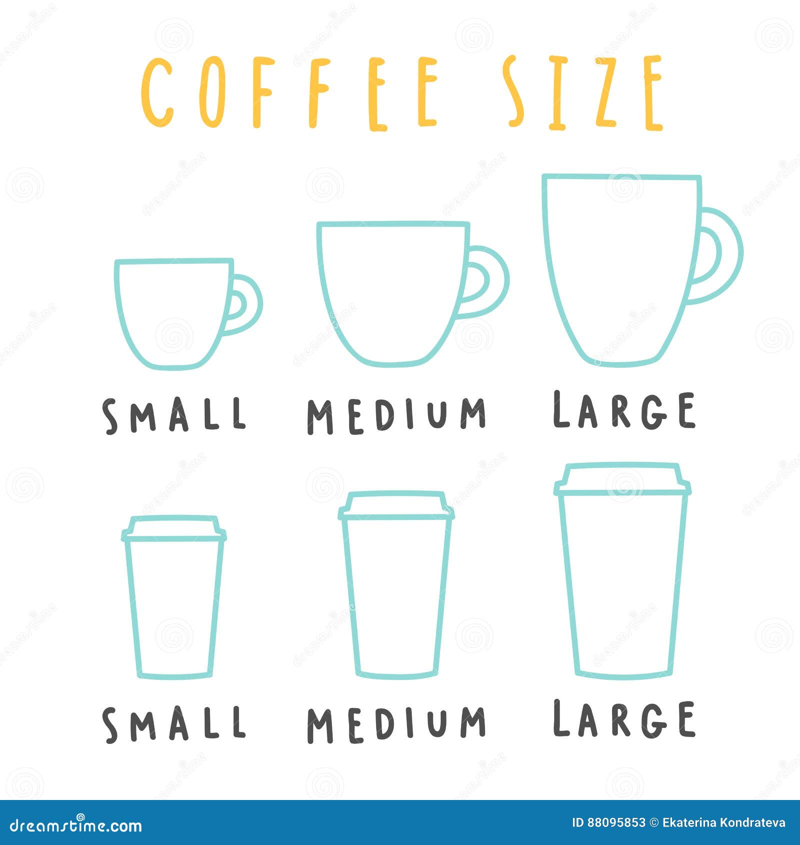 Choose coffee size. stock vector. Illustration of flat - 88095853