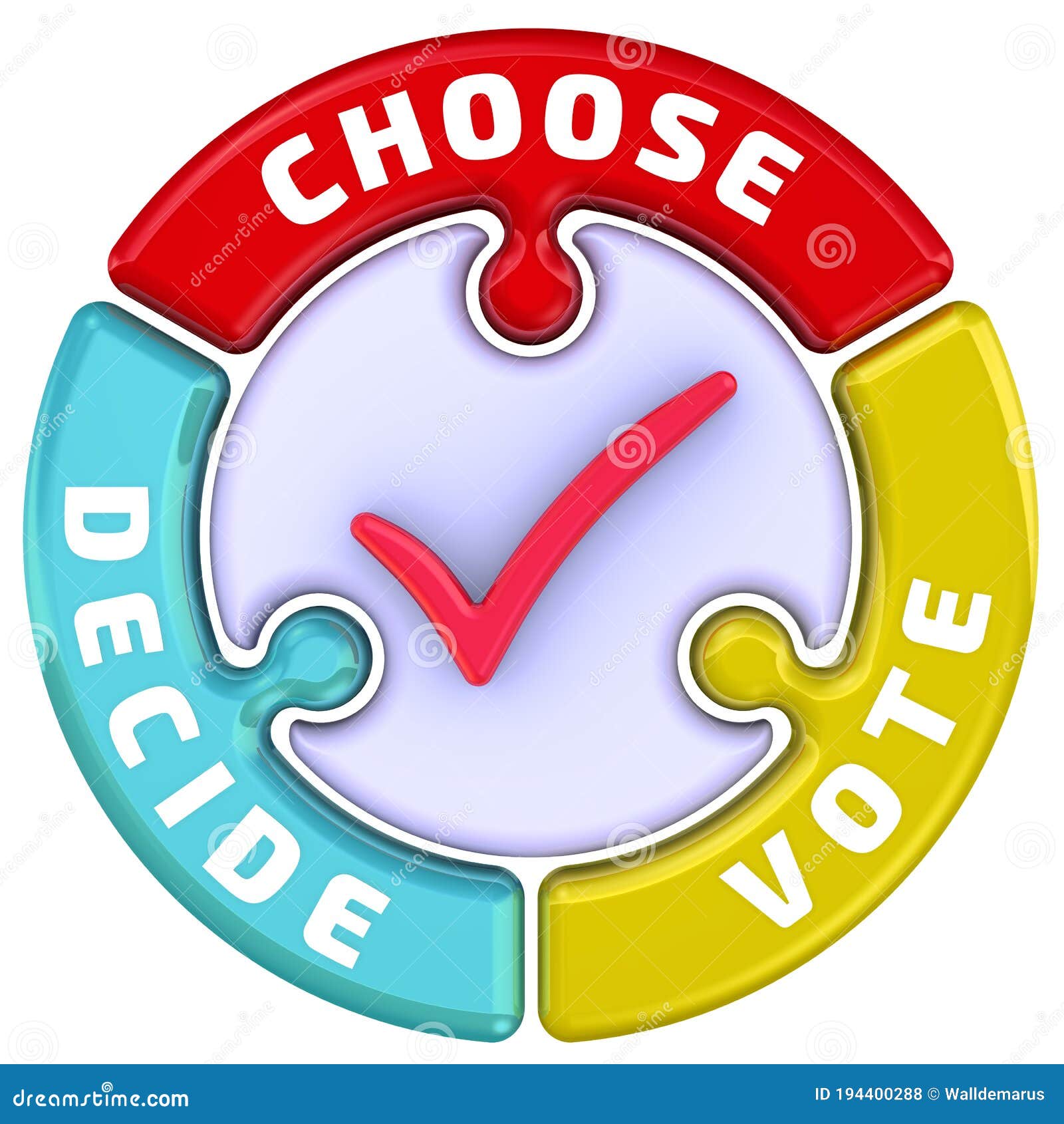 Choose, Decide, Vote. the Check Mark in the Form of a Puzzle Stock ...