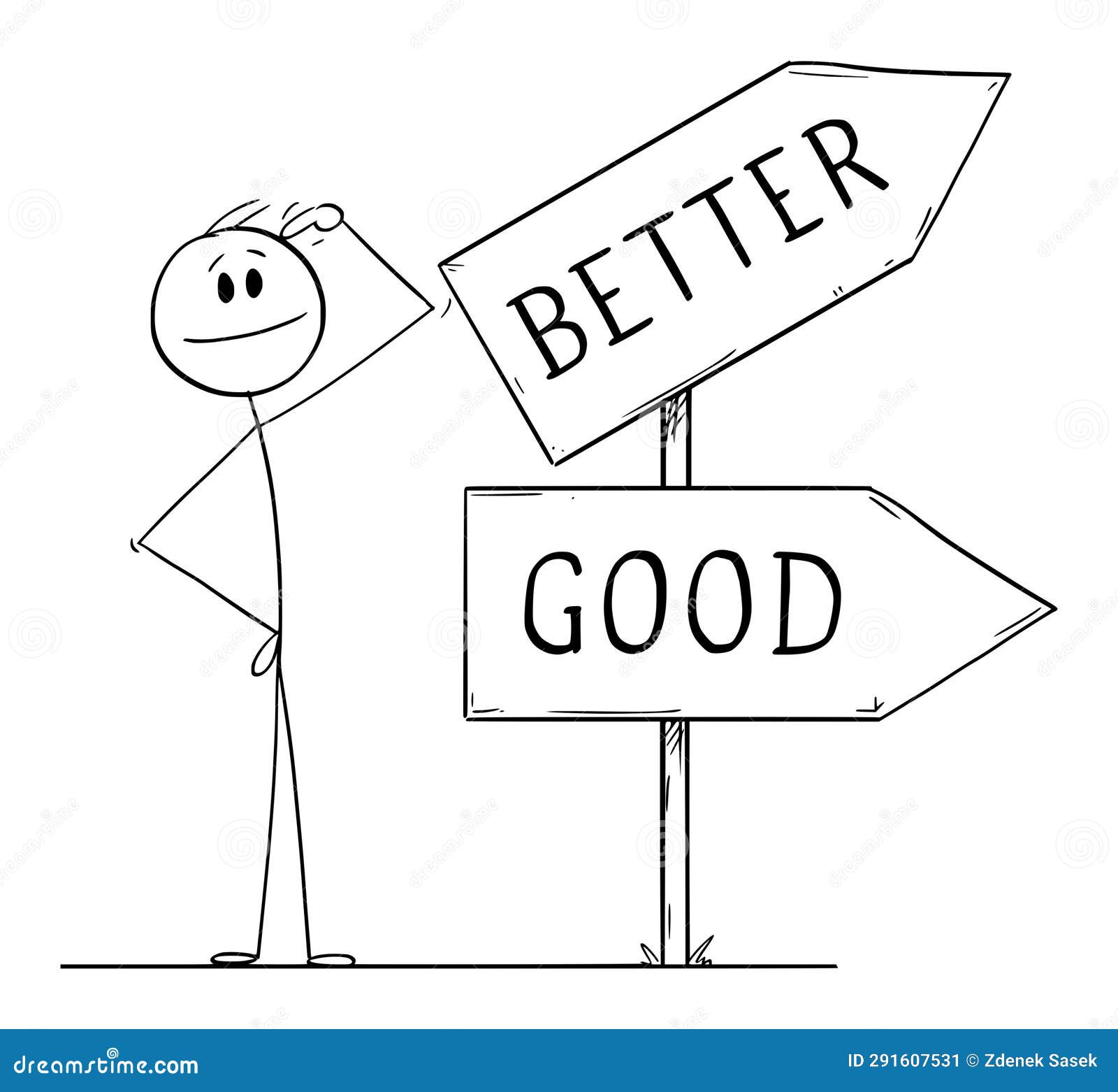 Choose Good or Better Solution, Vector Cartoon Stick Figure ...