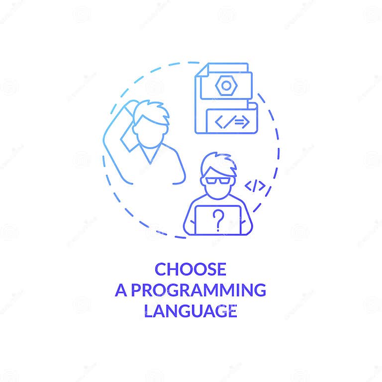 Choose a Programming Language Blue Gradient Concept Icon Stock Vector ...