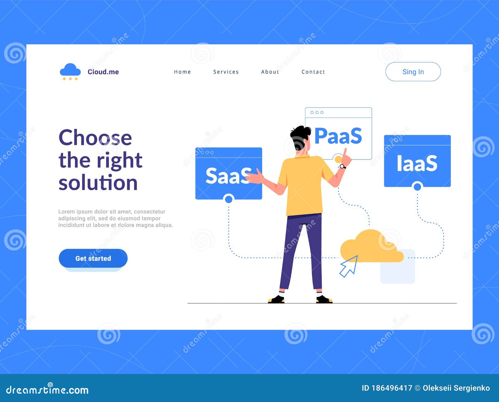 Choose the Right Solution Landing Page First Screen. Man Choosing ...