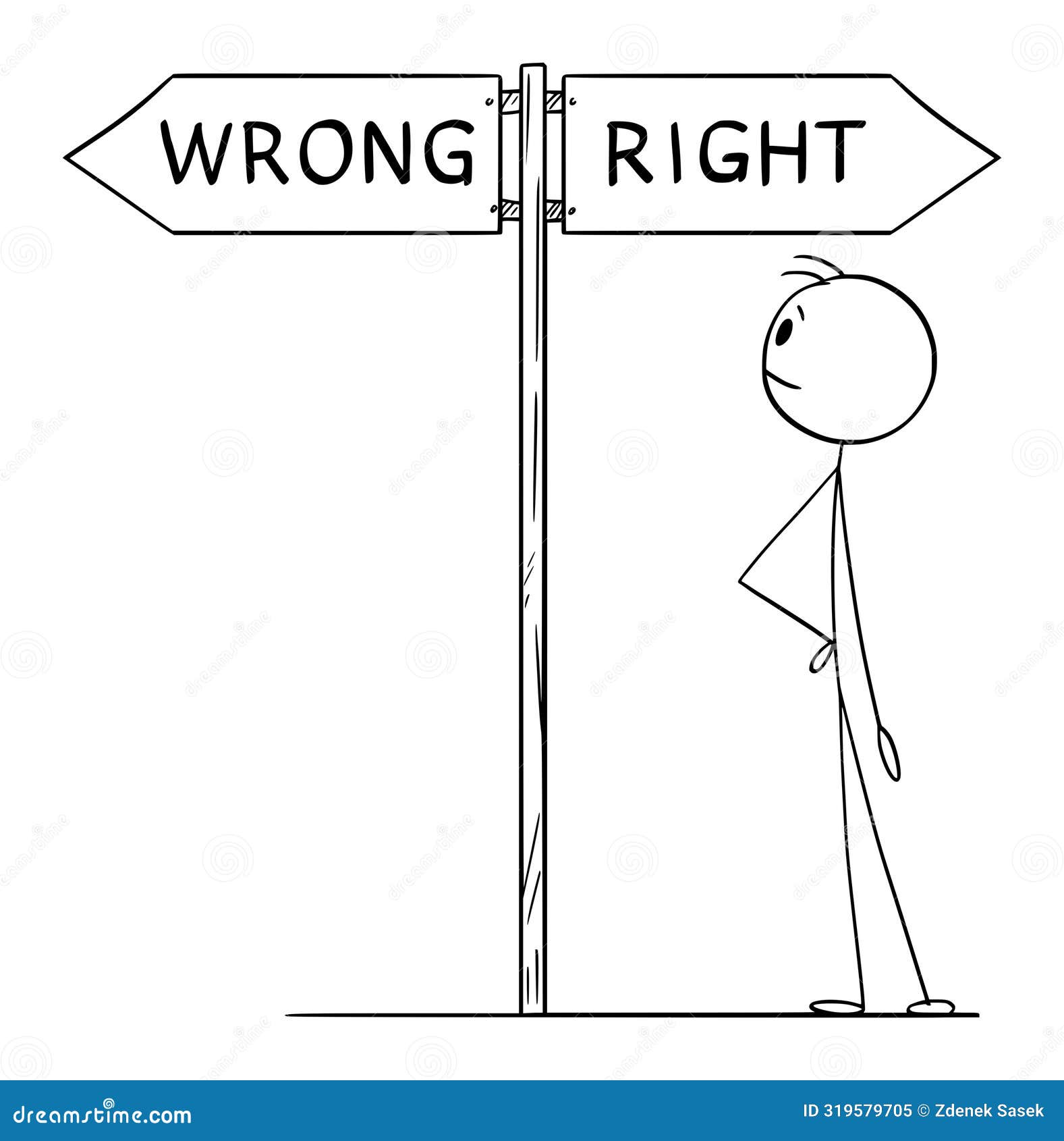Choose What Is Wrong And What Is Right, Vector Cartoon Stick Figure ...
