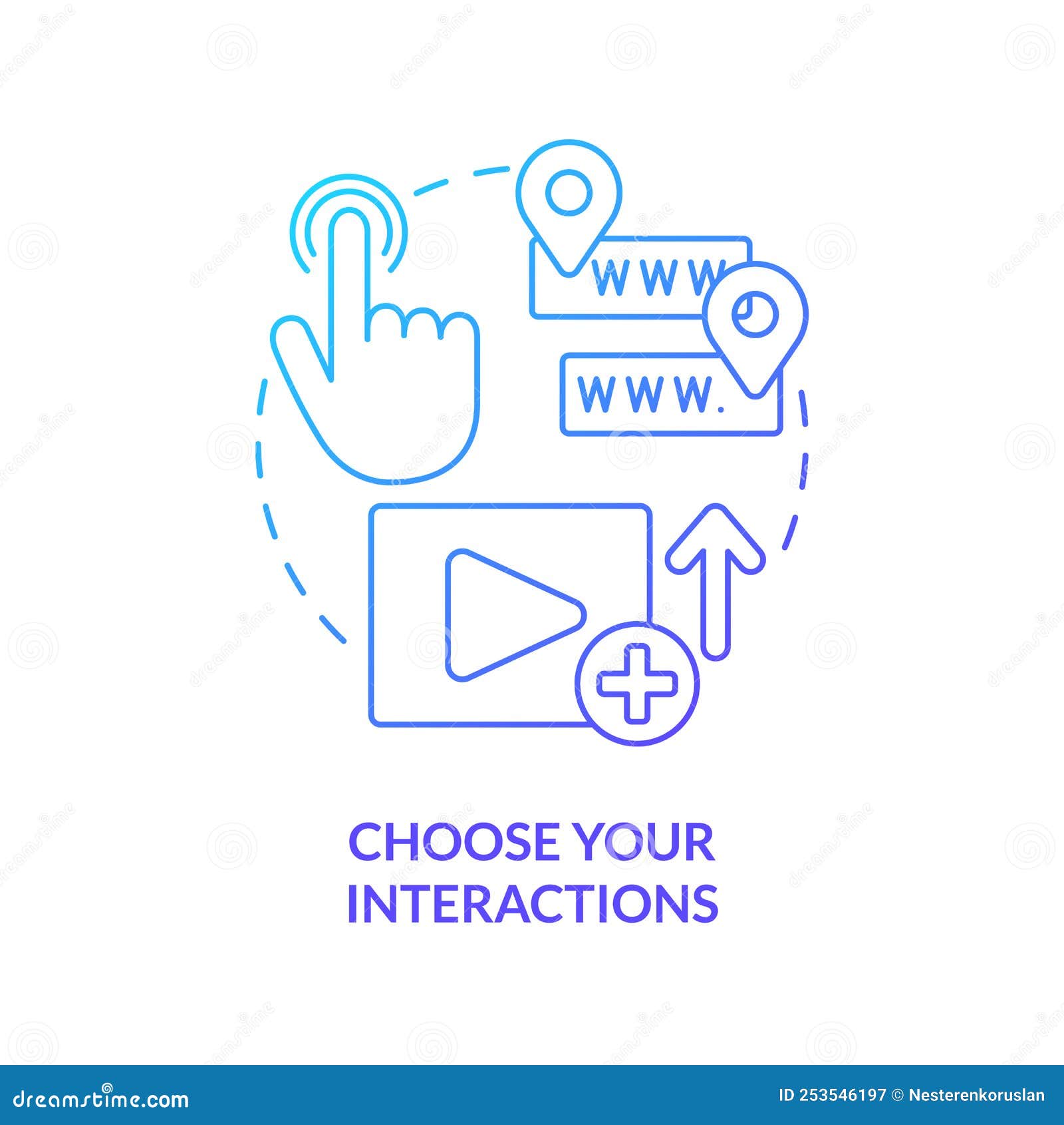 Choose Your Interactions Blue Gradient Concept Icon Stock Vector ...