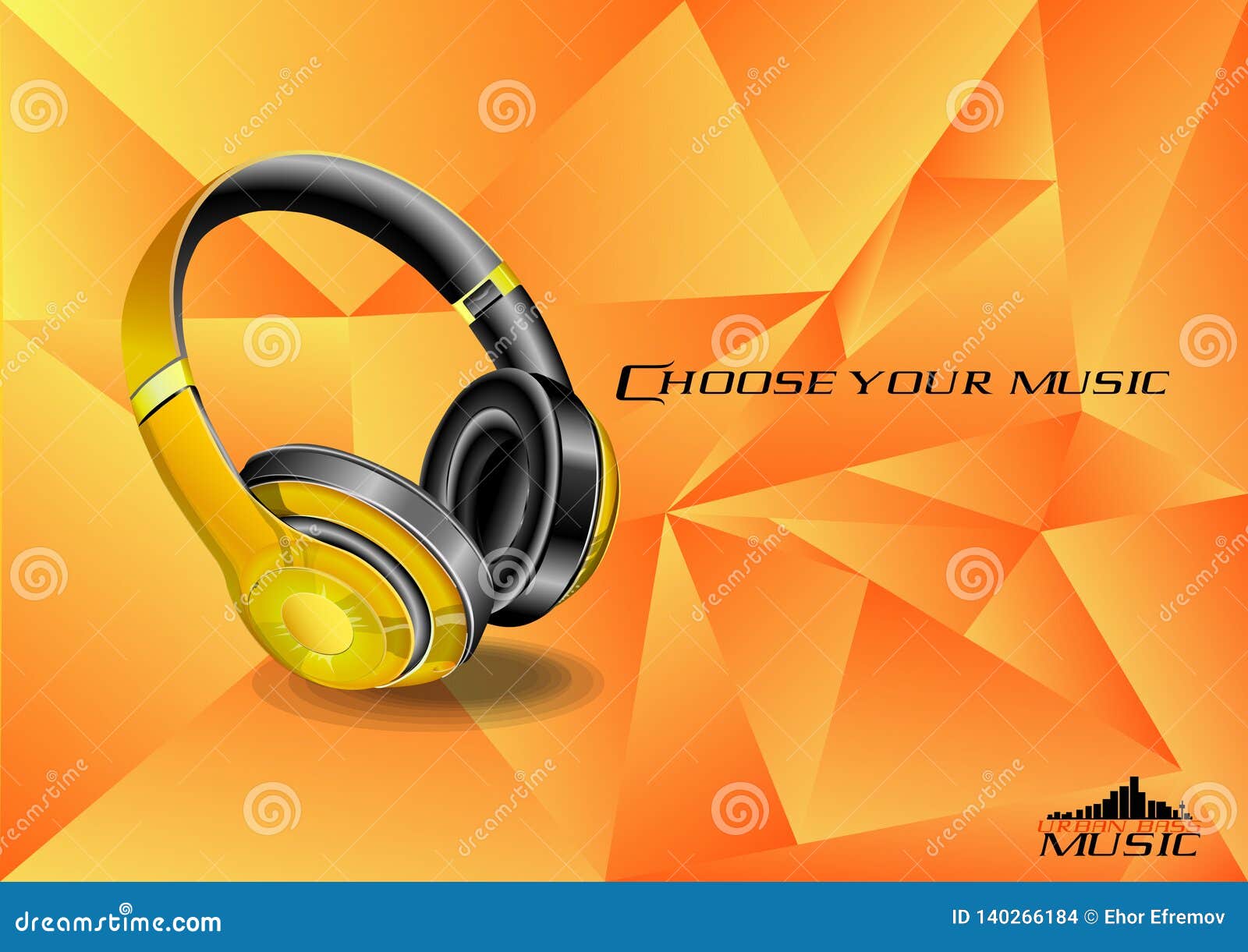 Choose Your Music.Gold Earphone Broken on the Gradient Background Stock ...