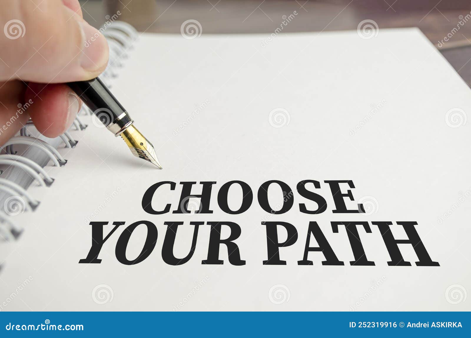 CHOOSE YOUR PATH Text on Paper with , Pen with Graph Stock Photo ...