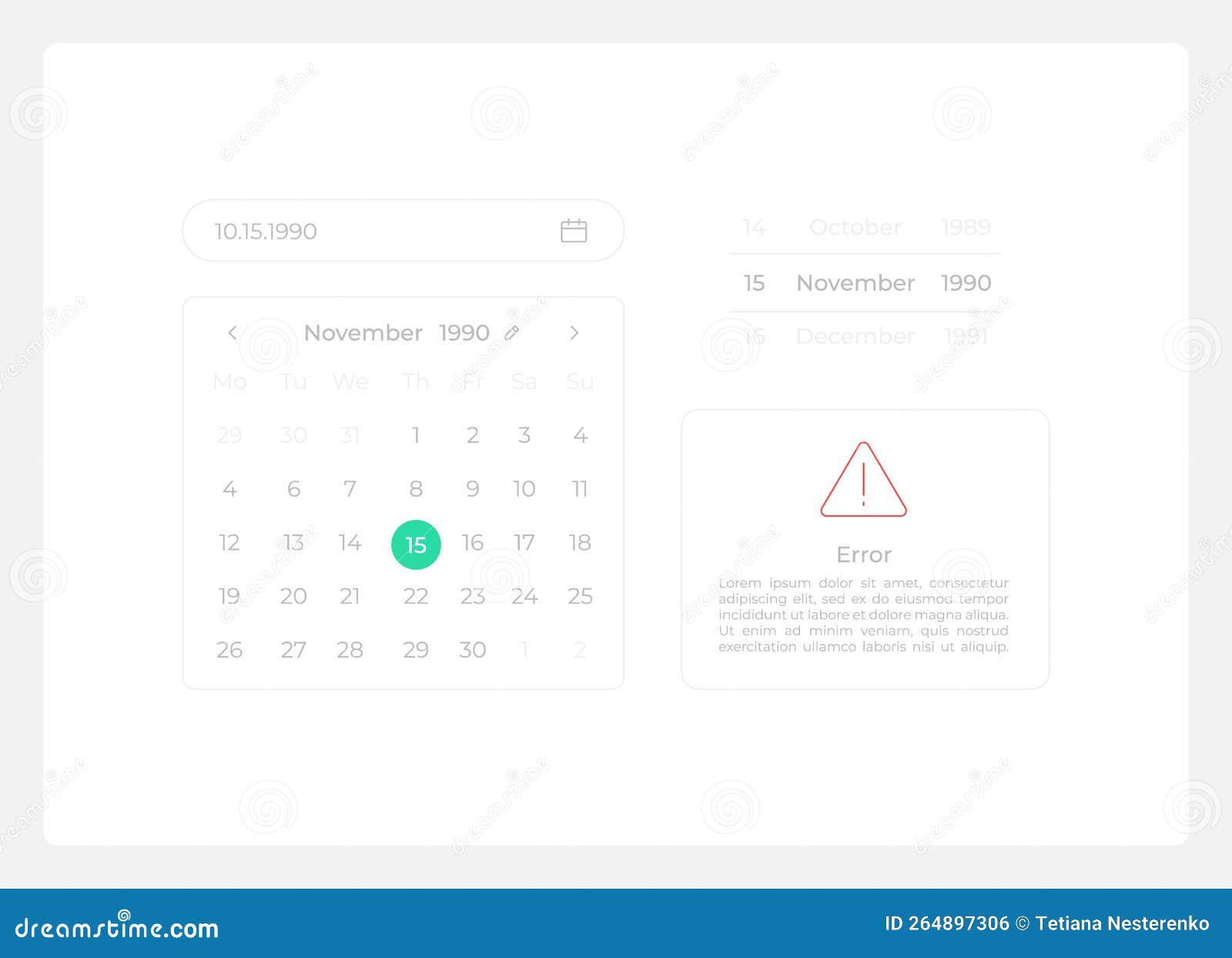 Choosing Calendar Date UI Elements Kit Stock Vector - Illustration of ...