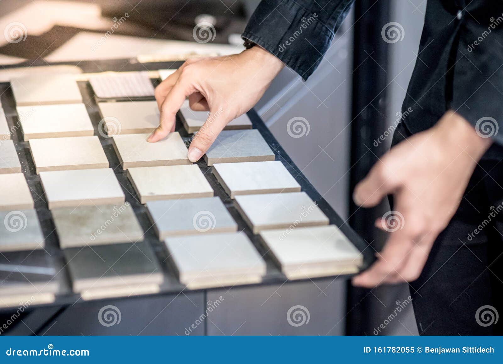Choosing Ceramic Sample from Swatch Board Stock Image - Image of ...