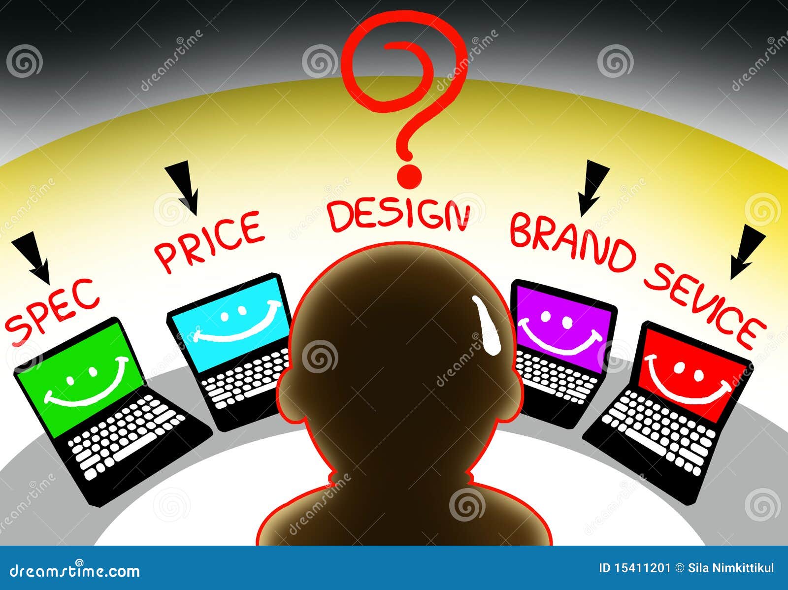 Choosing computer stock illustration. Illustration of lost - 15411201