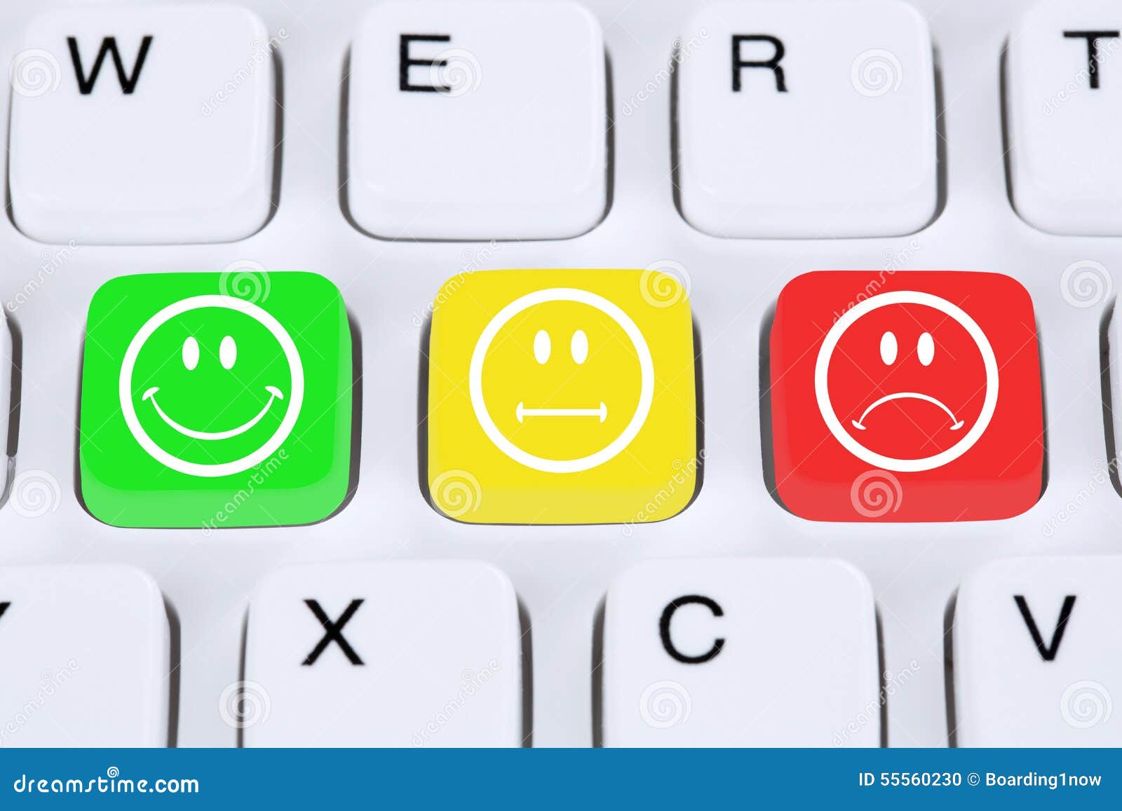 Choosing Customer Service Quality with Smiley on Computer Keyboard ...