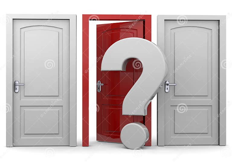 Choosing a Door - 3D stock illustration. Illustration of keyhole - 50377761