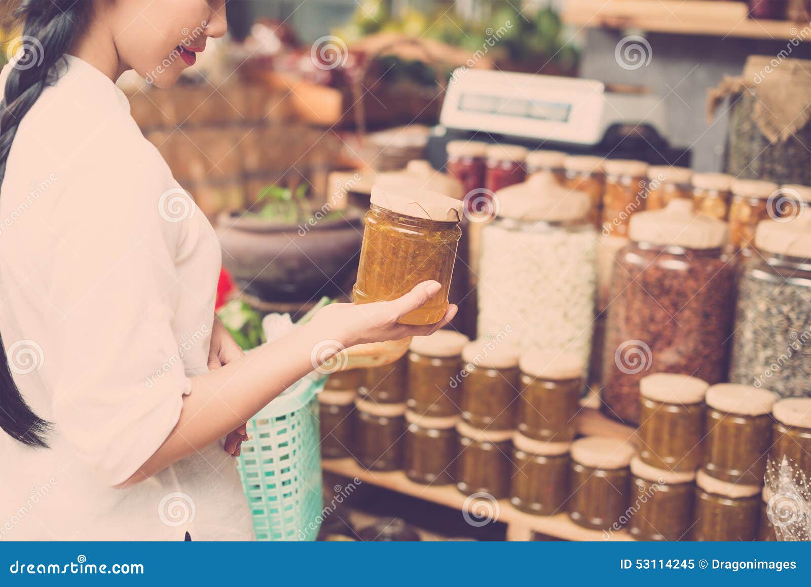 Choosing jam stock image. Image of marinade, shopping - 53114245
