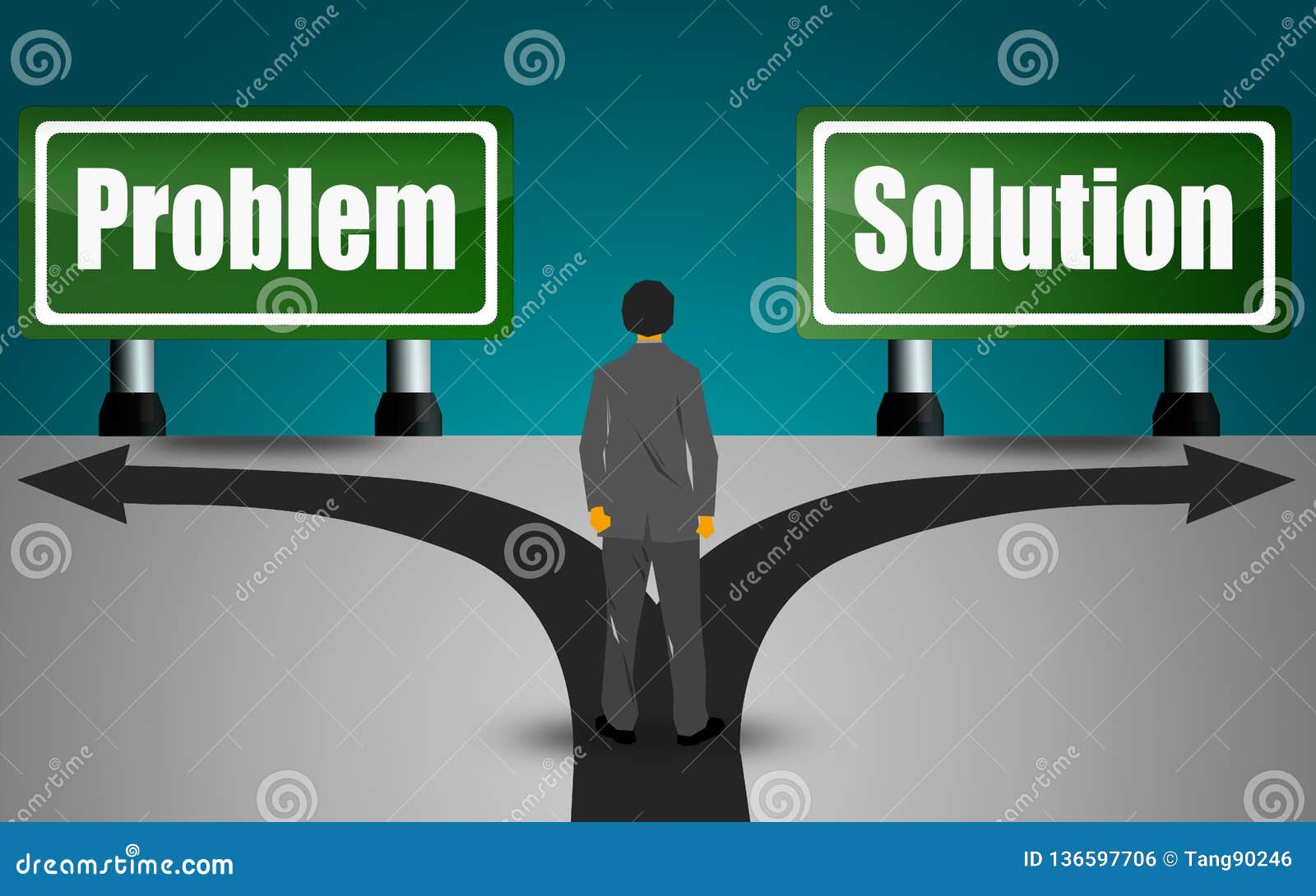 Choosing between Problem and Solution Stock Illustration - Illustration ...